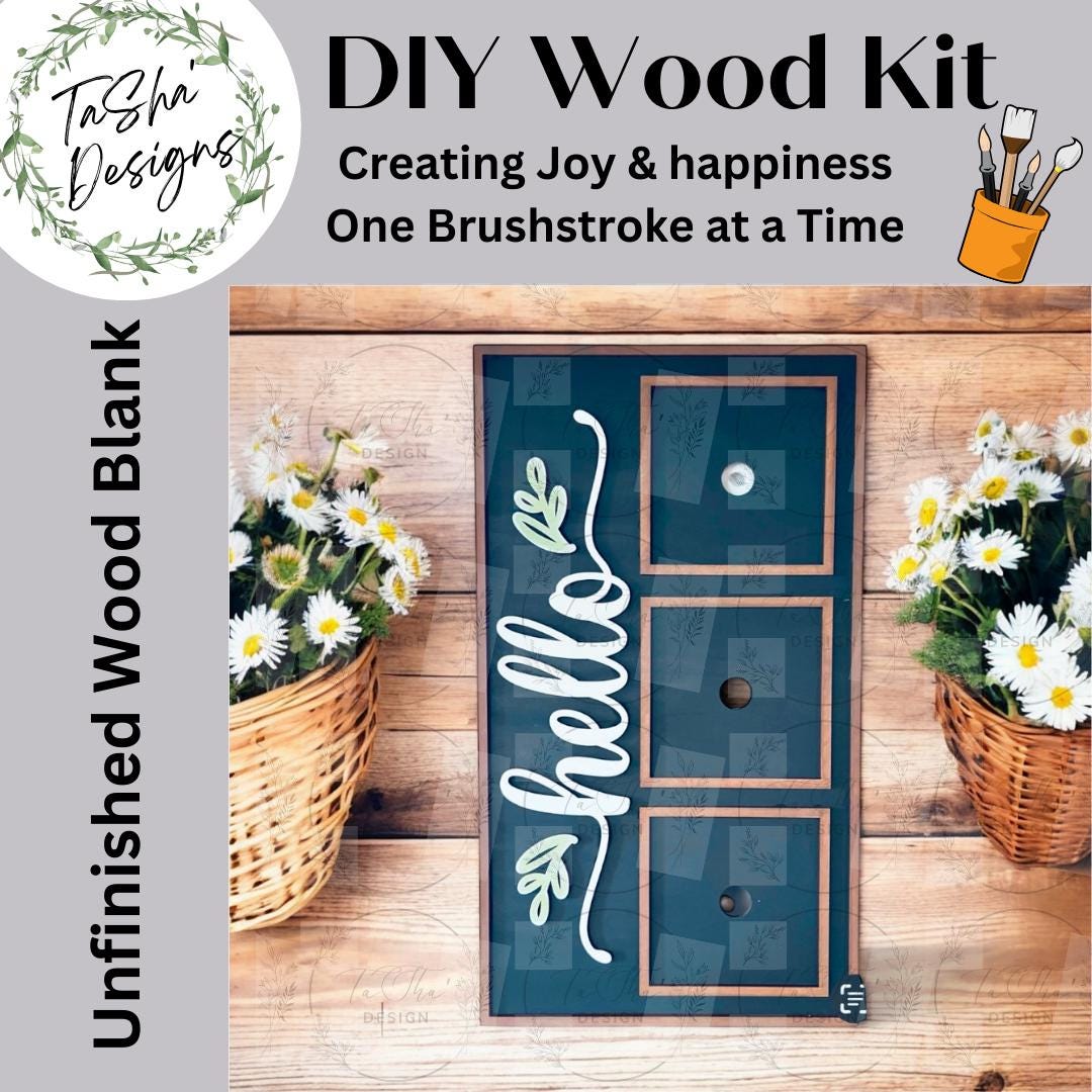 DIY Interchangeable Hello Sign Frame 3 Square, 4.25" Square Insert ...