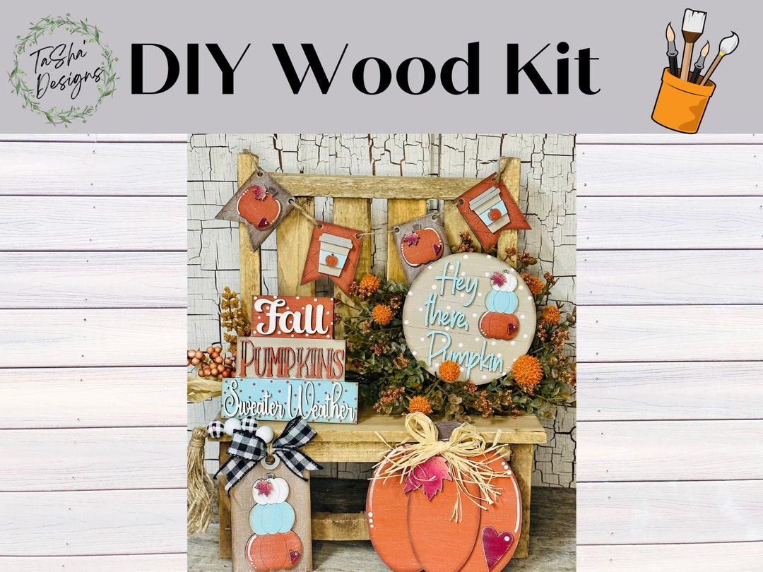 DIY Fall Tiered Tray Sign Set, Unfinished Wood Blanks, DIY Wood Kit ...