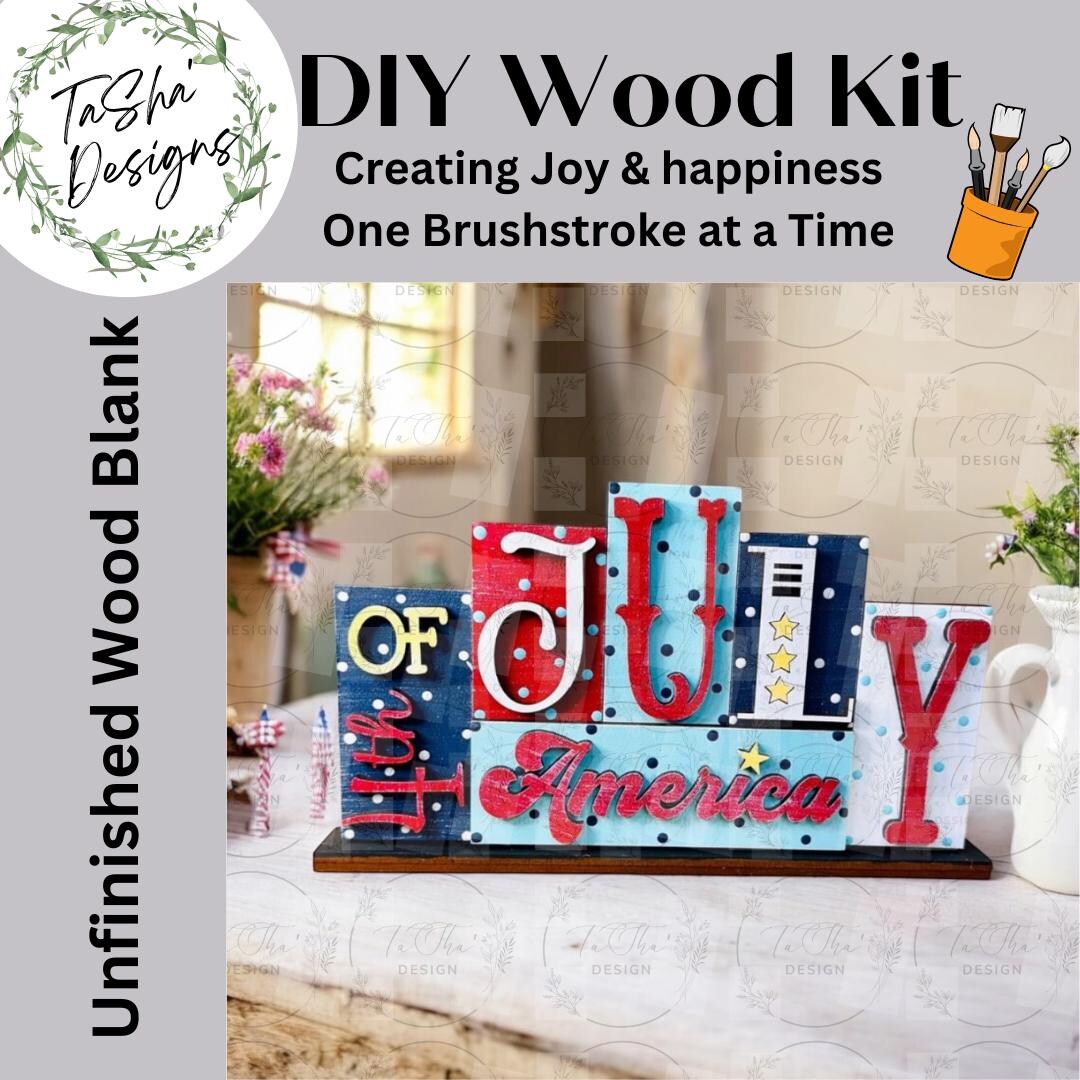Mini 4th of July DIY Word Blocks, 4th of July Craft Kit, Patriotic Word ...