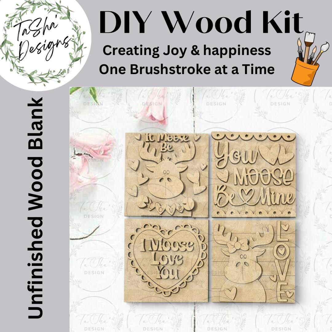 DIY | Interchangeable Valentine Square Inserts | Moose Love Wood Blanks ...