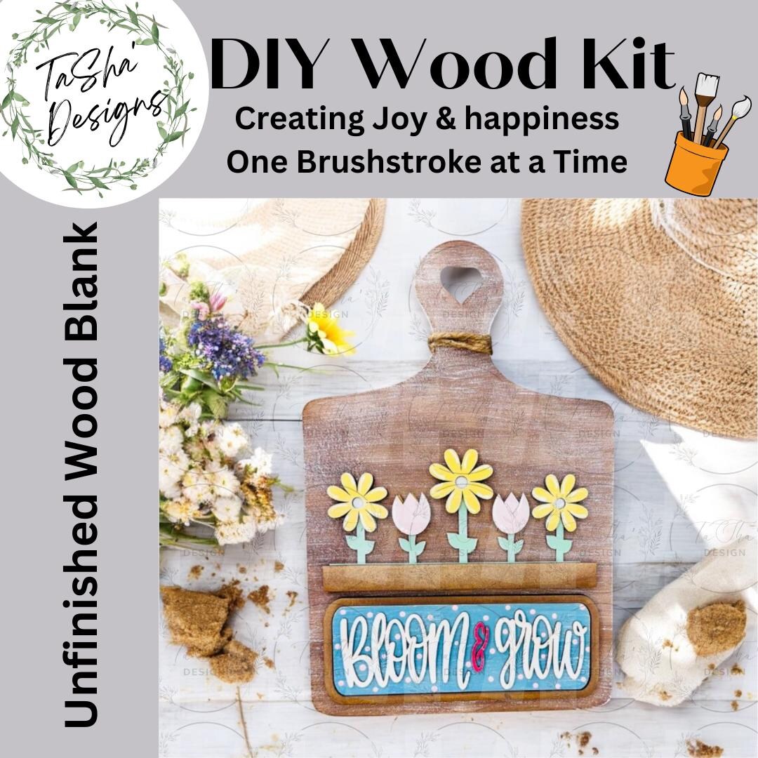 DIY Spring Interchangeable Farmhouse Cutting Board, Insert, DIY Kitchen Decor, Seasonal Bread ...