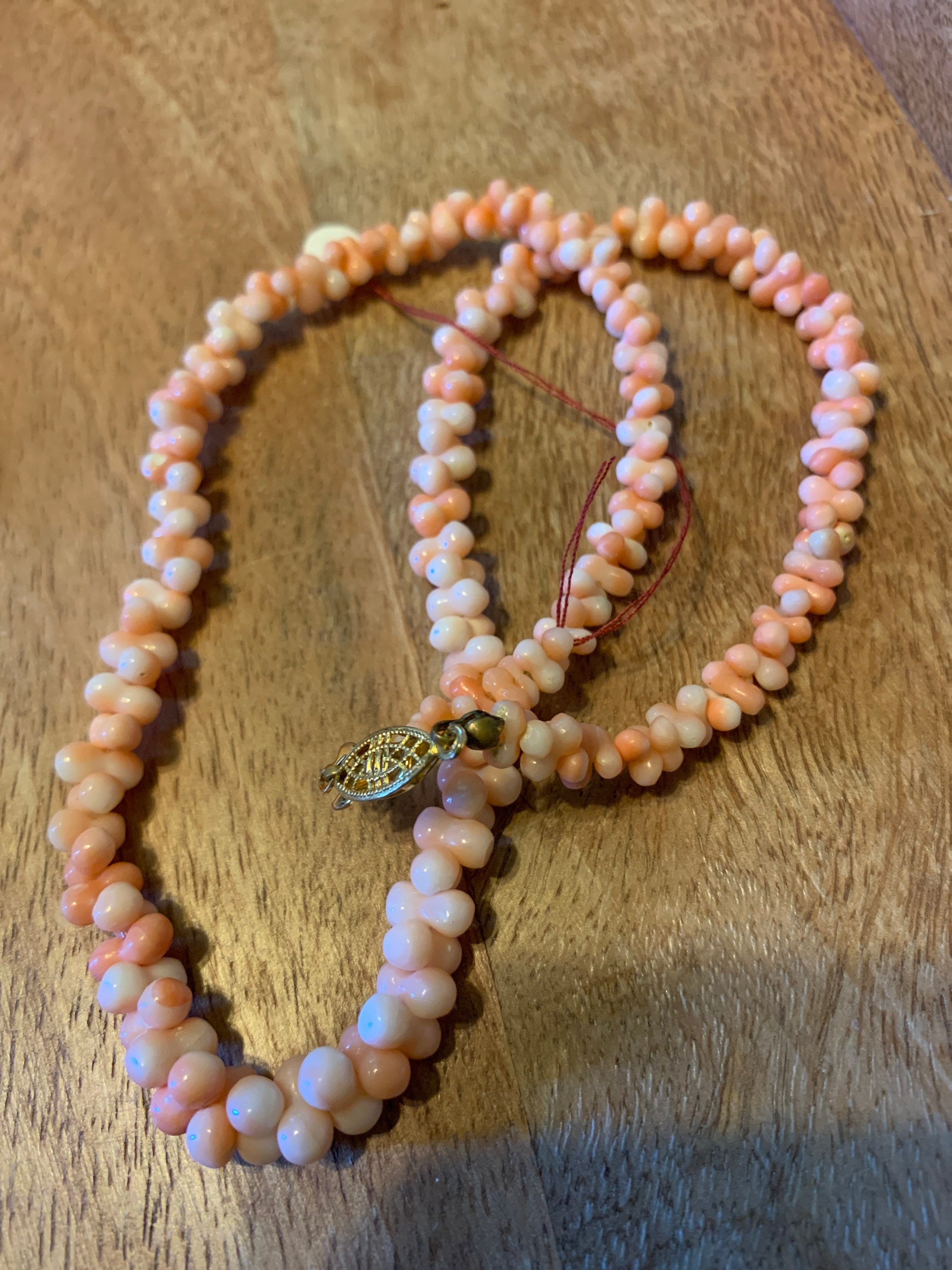 Coral Vintage Bone Shaped Beads 18 Inch Necklace - Etsy