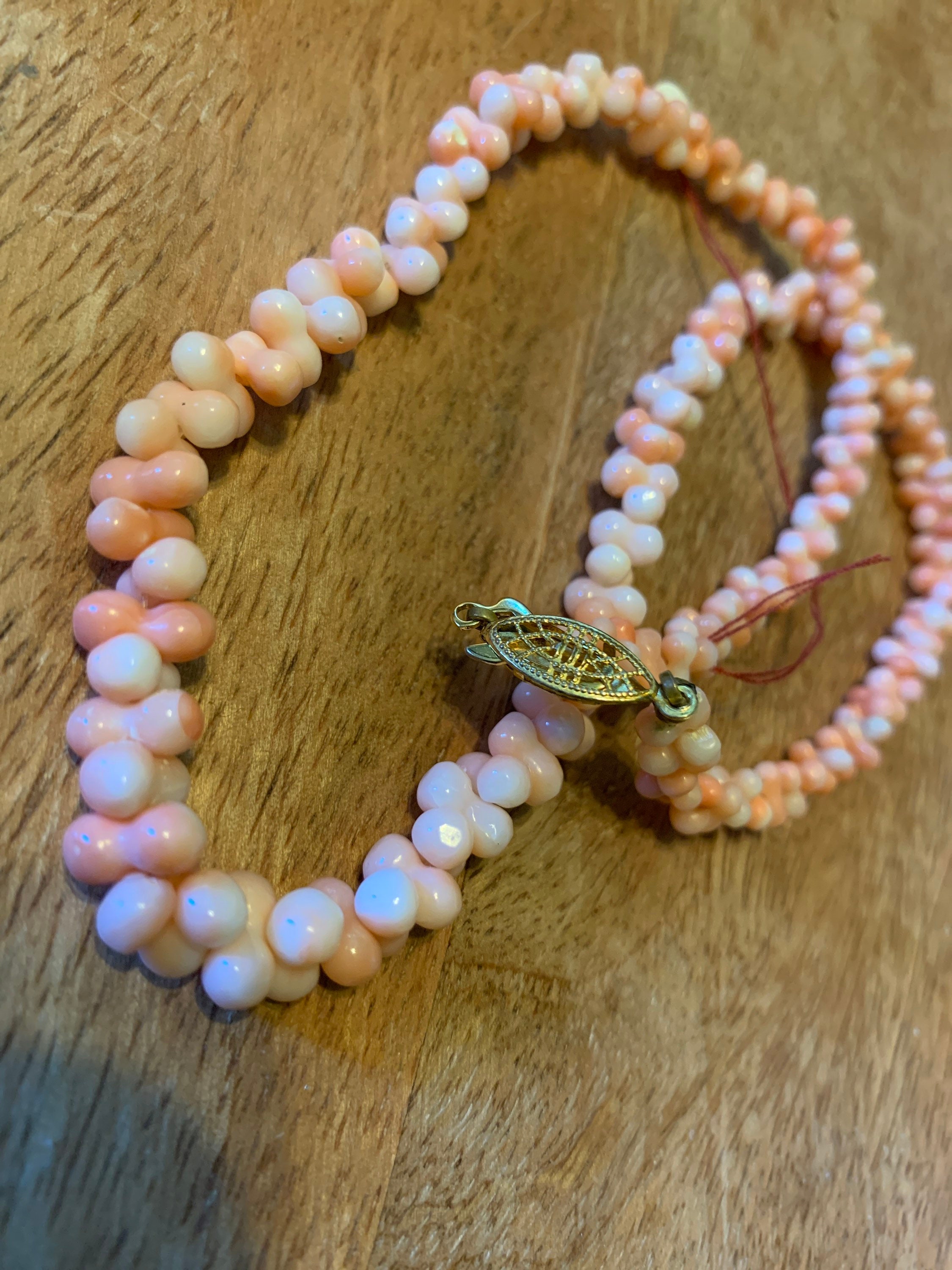 Coral Vintage Bone Shaped Beads 18 Inch Necklace - Etsy