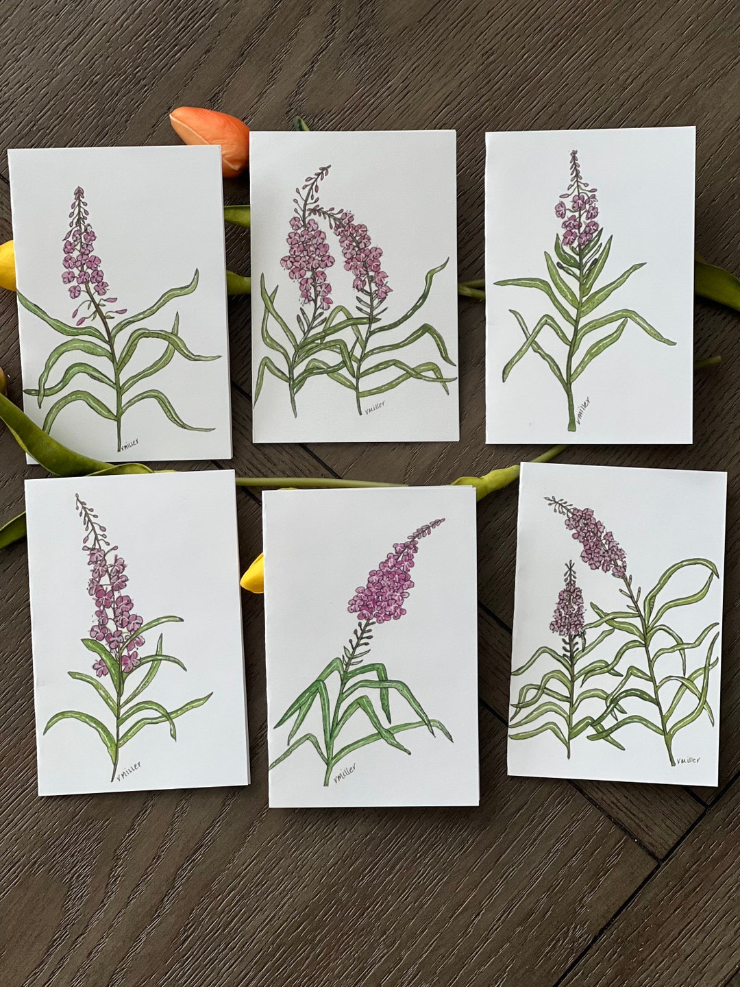Watercolor Fireweed Greeting Cards, Set of 6, 4x6, Assorted Designs - Etsy