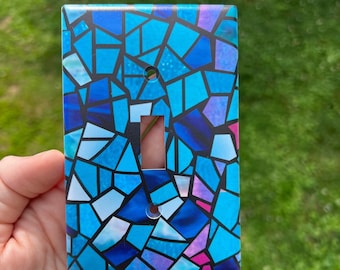 Mosaic Light Switch Cover Platestained Glass Mirror Decor Silver Art ...