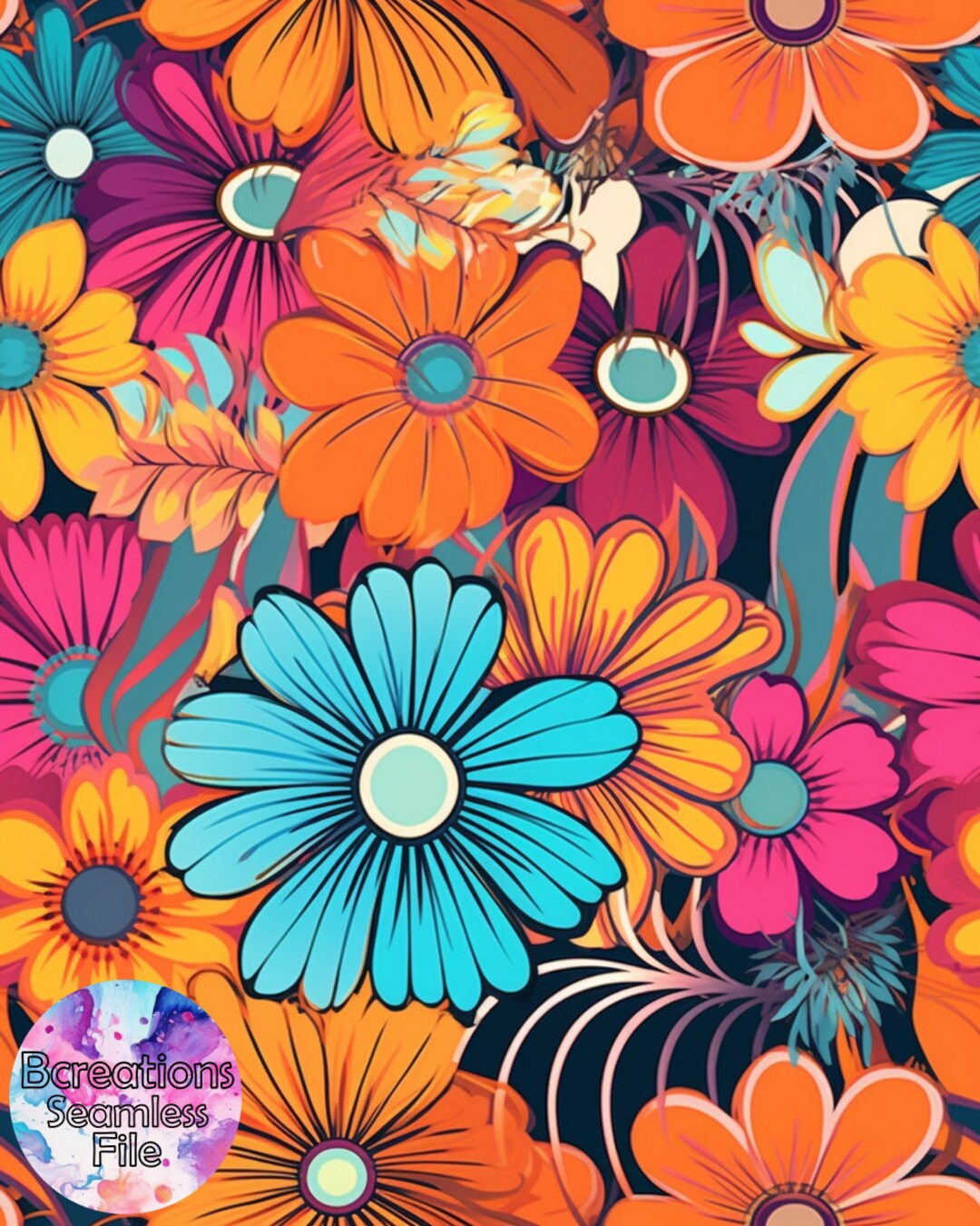 Retro Floral Seamless File - Etsy