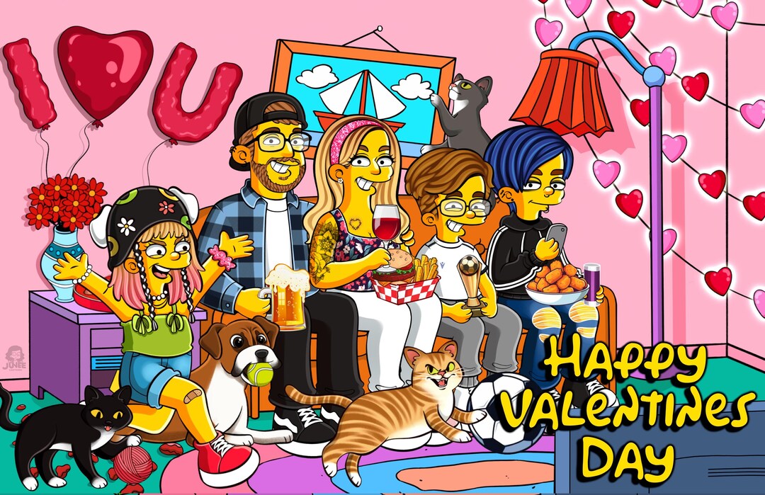 Custom Simpsons Family Portrait, Valentine Gift, Couple Simpson ...