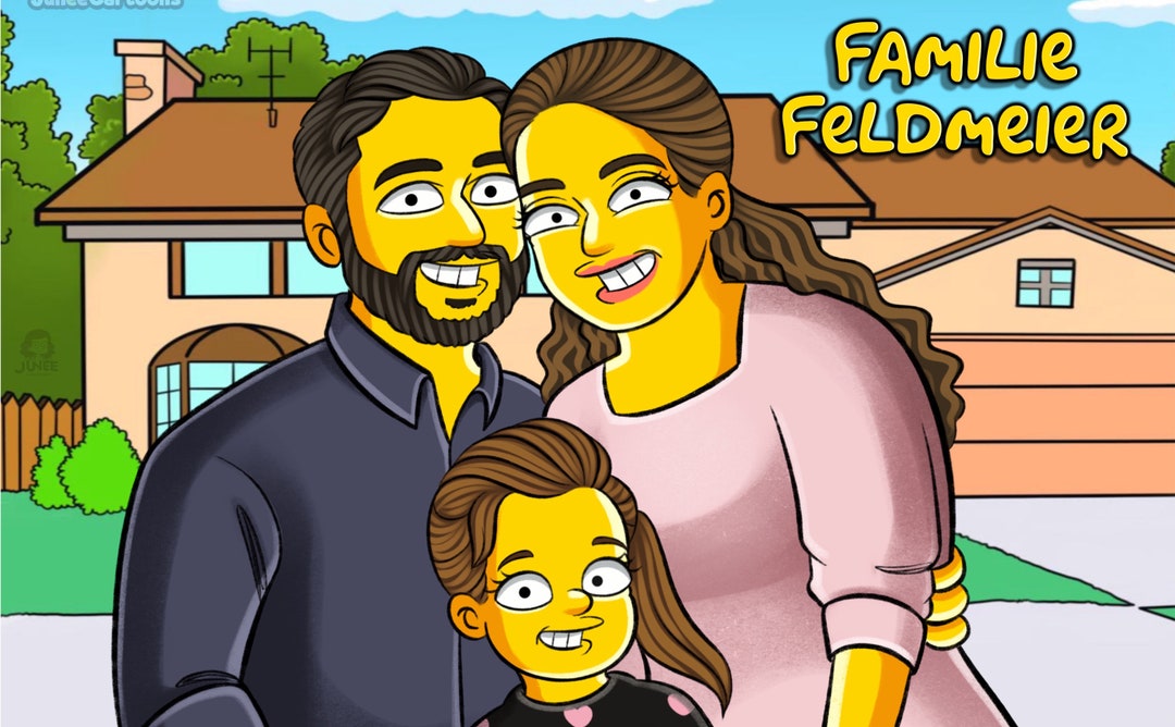 Simpsons Family Portrait, Custom Simpsons Portrait, Yellow Characters ...