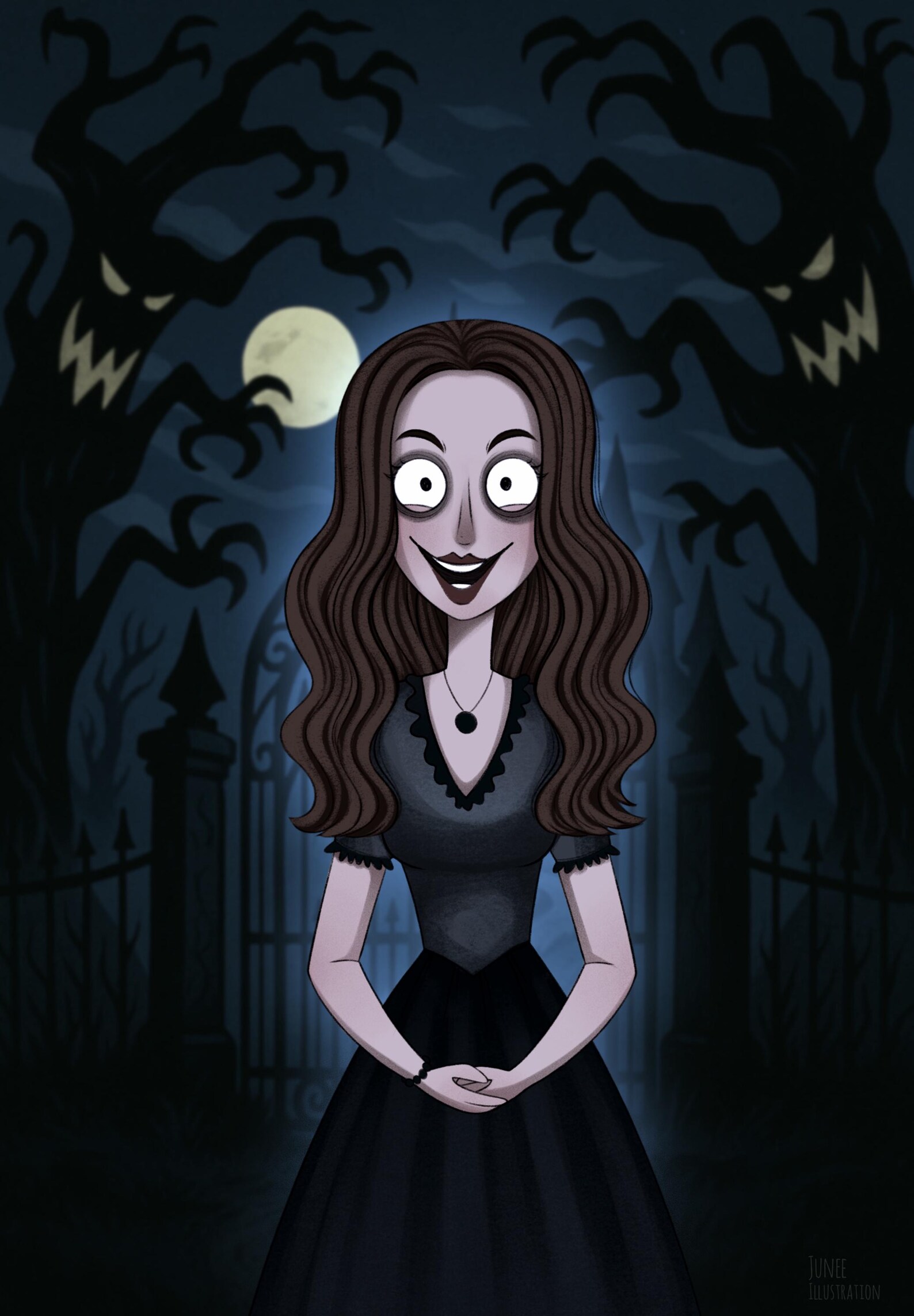 Spooky Tim Burton Style Drawing From Photo, Custom Gothic Family ...