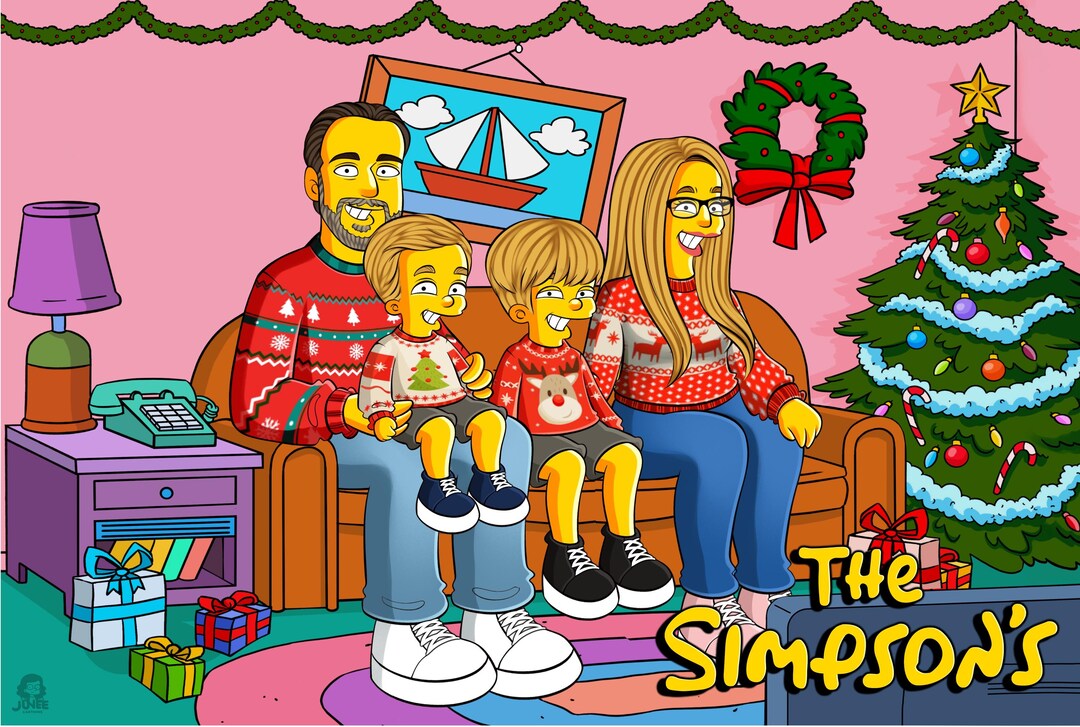 Simpsons Portrait, Custom Family Portrait, Christmas Gift, Couple Photo ...