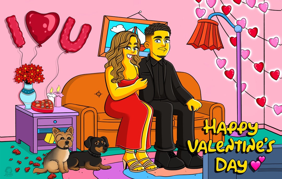 Anniversary Gift, Simpsons Couple Portrait, Boyfriend Gift, Girlfriend ...