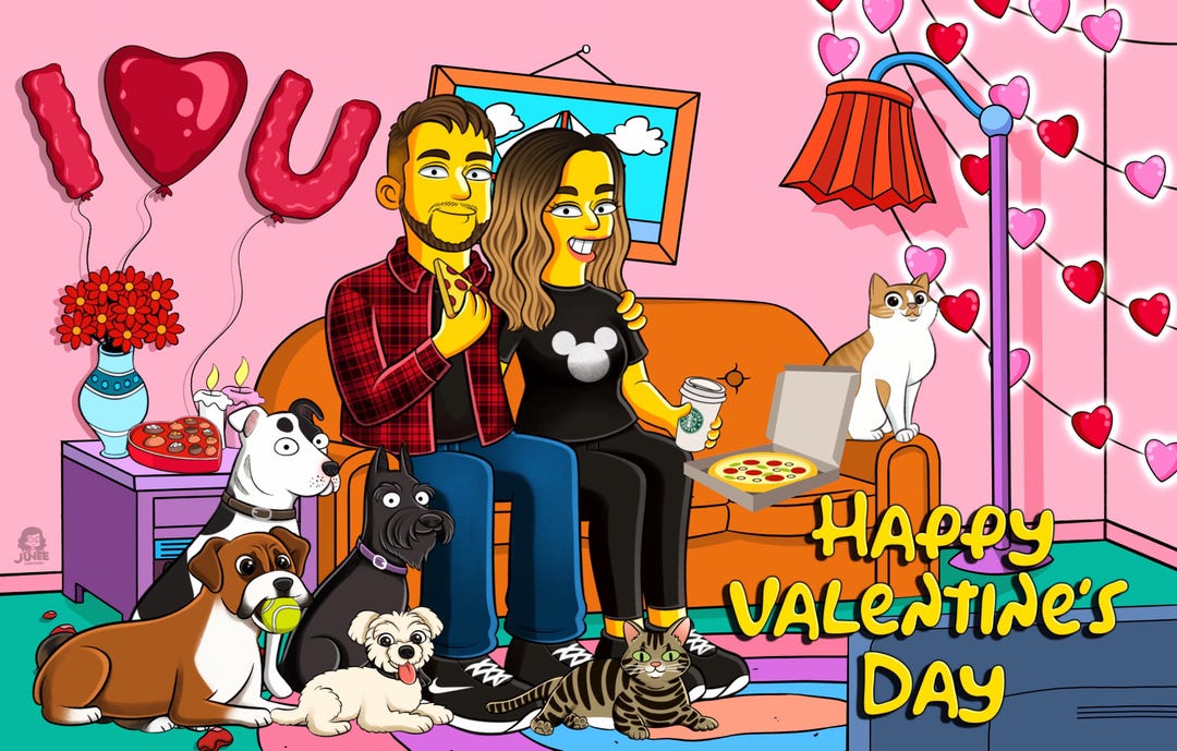 Personalized Simpsons Couple Portrait, Valentines Gift, Simpsons Gift ...