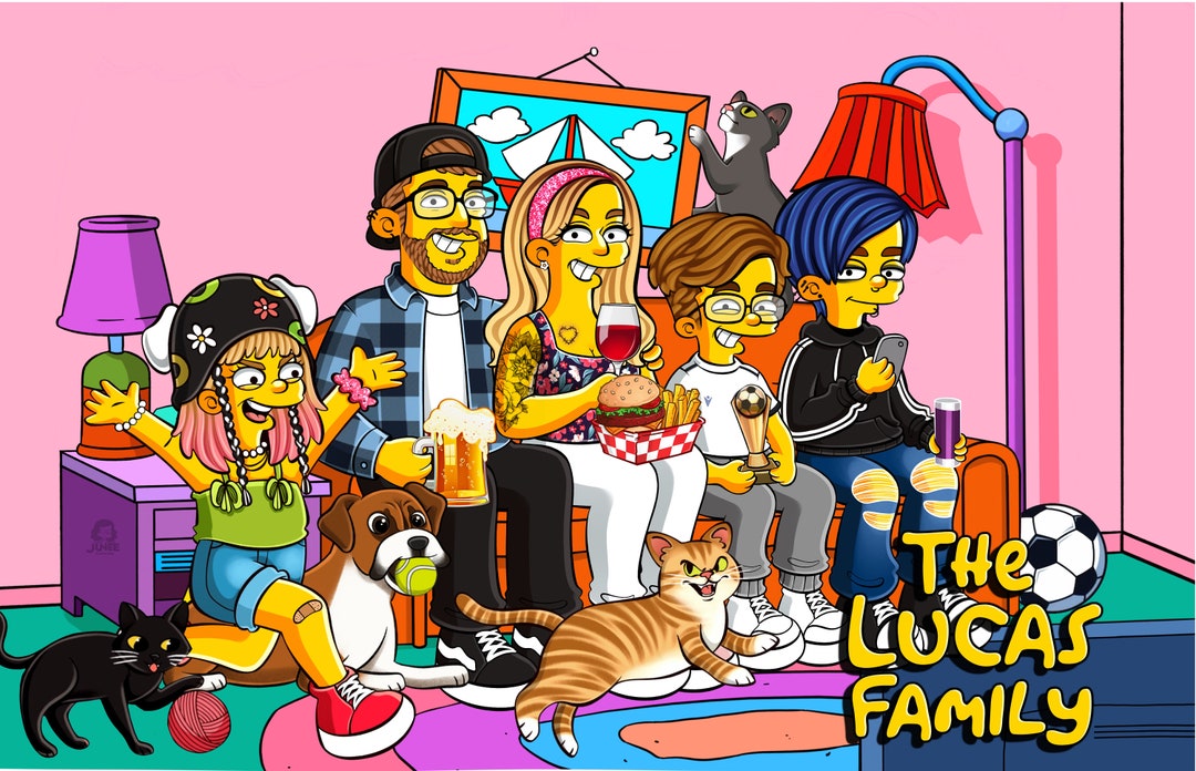 Personalized Simpsons Family Portrait, Custom Simpsons Couple Portrait ...