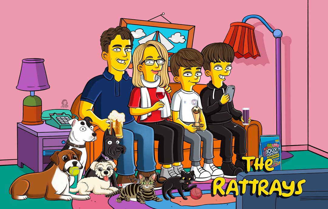 Personalized Simpsons Family Portrait Illustration Custom Couple ...