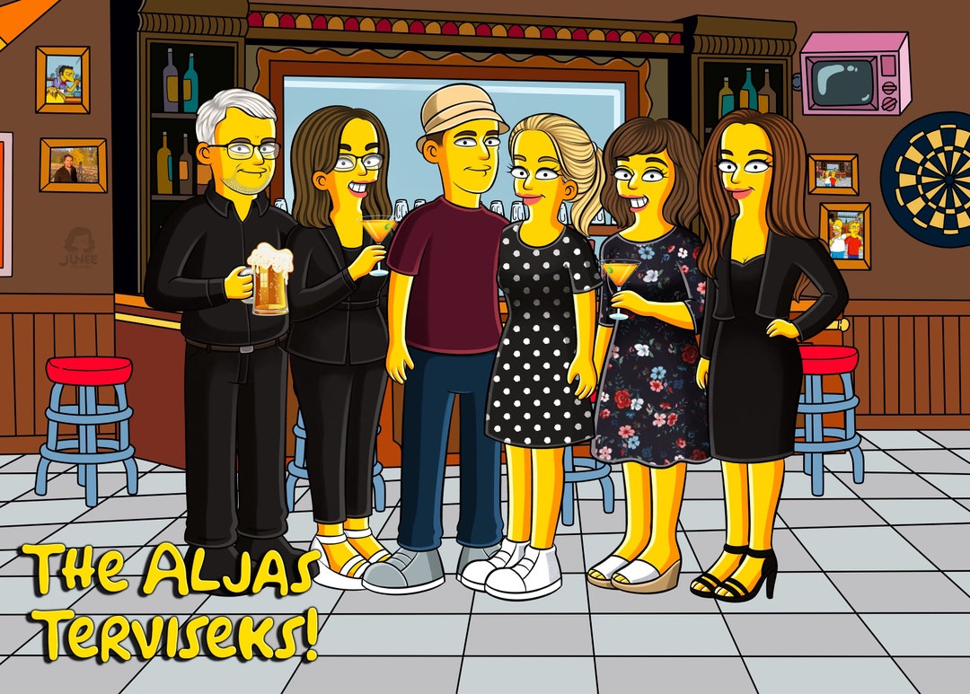 Custom Simpsons Portrait in Bar, Simpsons Family Portrait, Simpsons ...