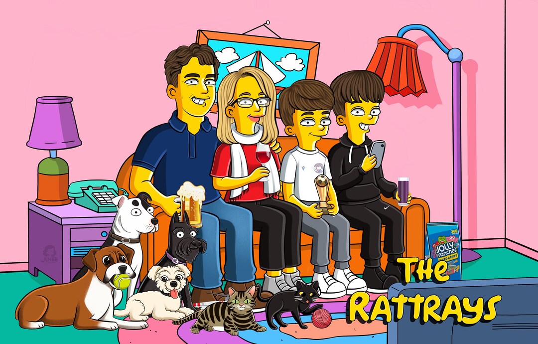 Personalized Simpsons Family Portrait Illustration Custom Couple ...