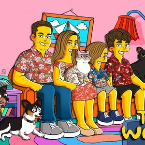 Personalized Simpsons Family Portrait Illustration Custom Couple ...