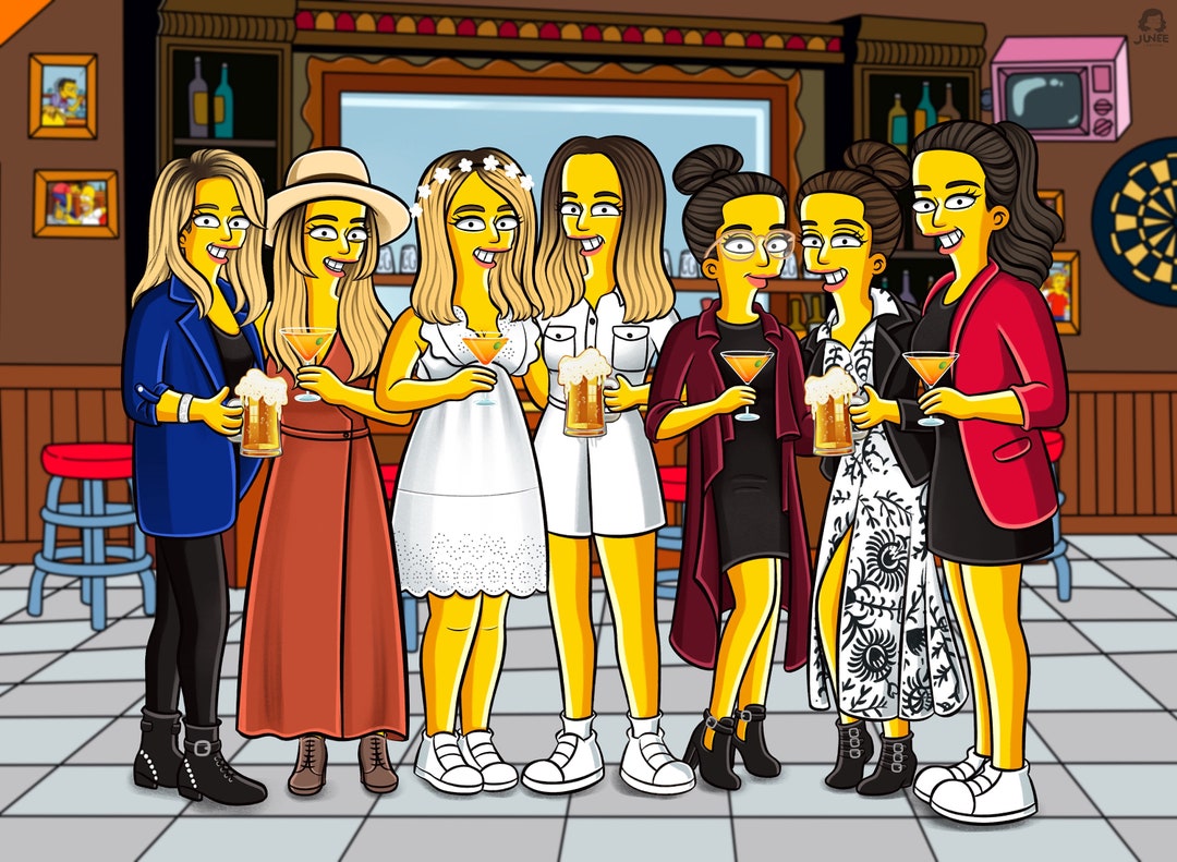 Custom Simpsons Portrait in Bar, Simpsons Family Portrait, Simpsons ...