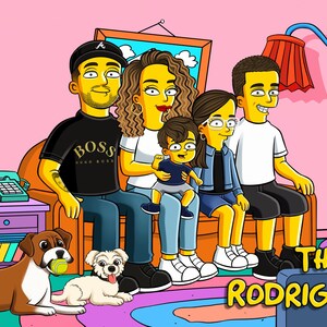Custom Simpsons Style Family Portrait: Cartoon Caricature Art (digital ...
