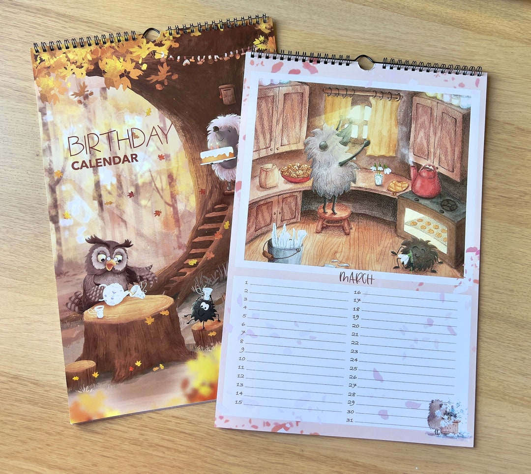 Illustrated Birthday Calendar - Etsy