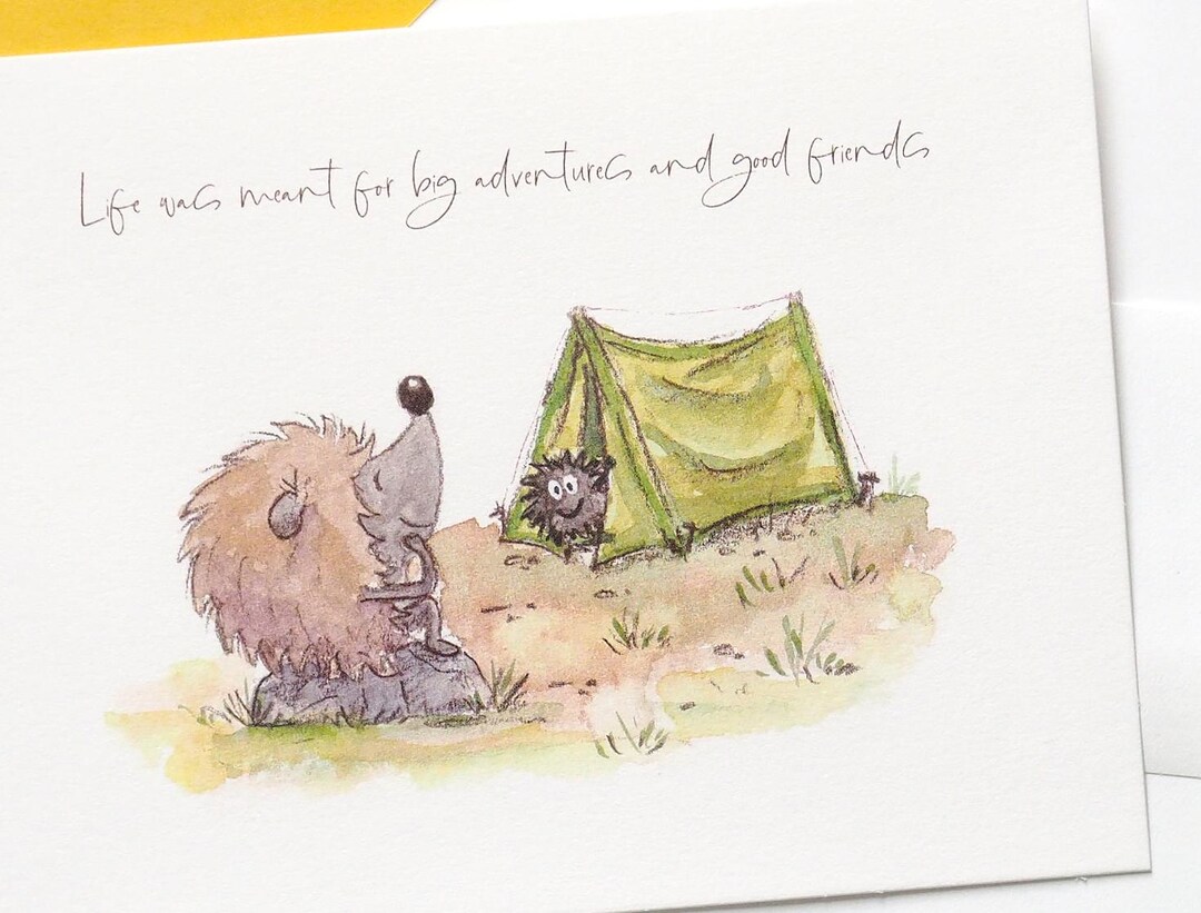 Friendship Card, Hedgehog Card, Camping, Hiking - Etsy