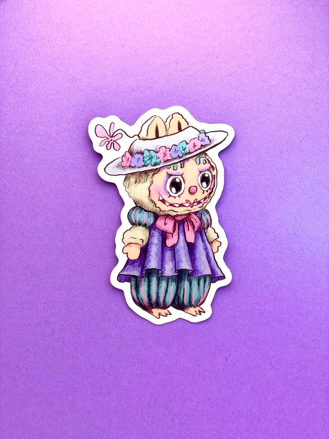 Labubu Sticker (waterproof) Clown Shiny Holographic Vinyl Popmart - Etsy