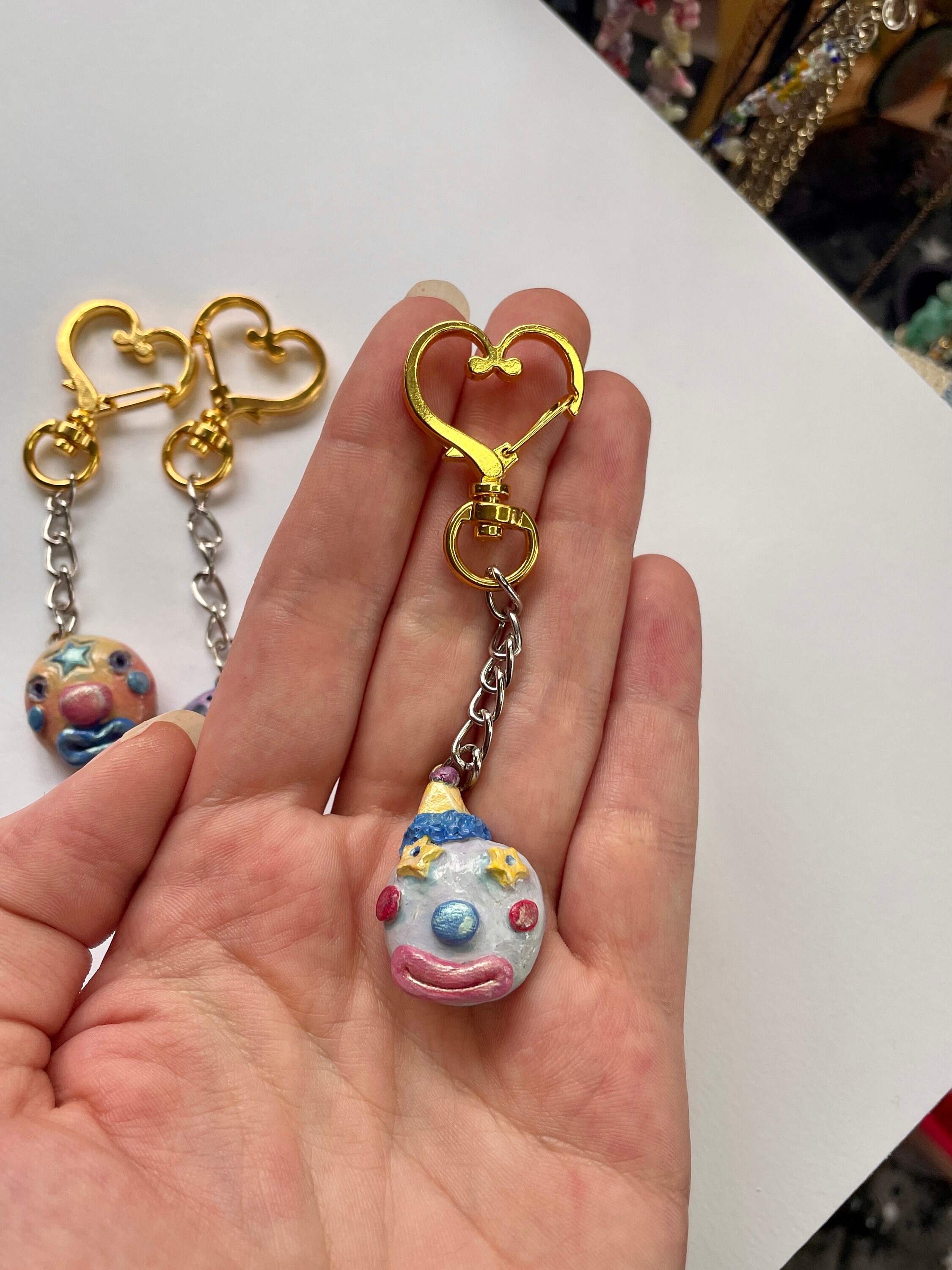 Clown Face Set of 3 Charm Keychains Hand Painted Clay - Etsy