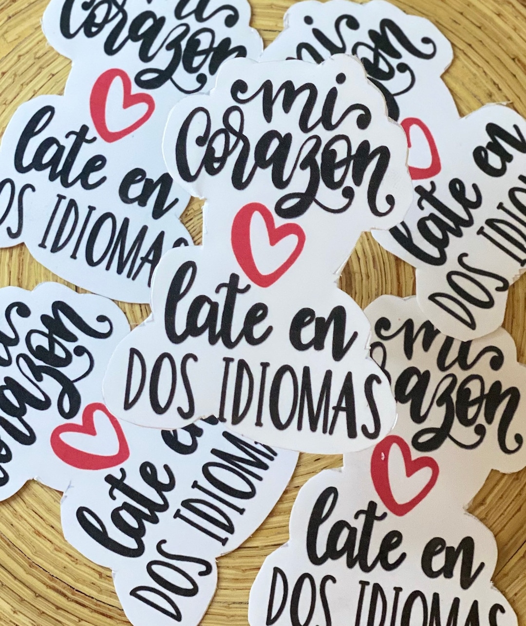 Mi Corazón Late En Dos Idiomas Sticker - Etsy