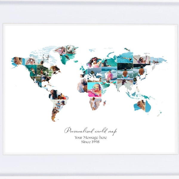 World Photo Map Picture Collage - Etsy
