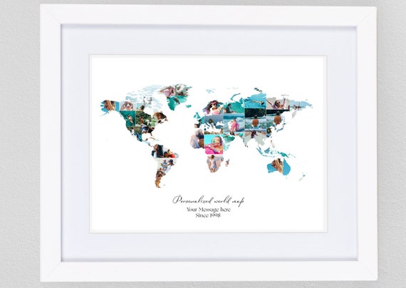 World Map Personalized Collage Custom Travel Photo Collage - Etsy