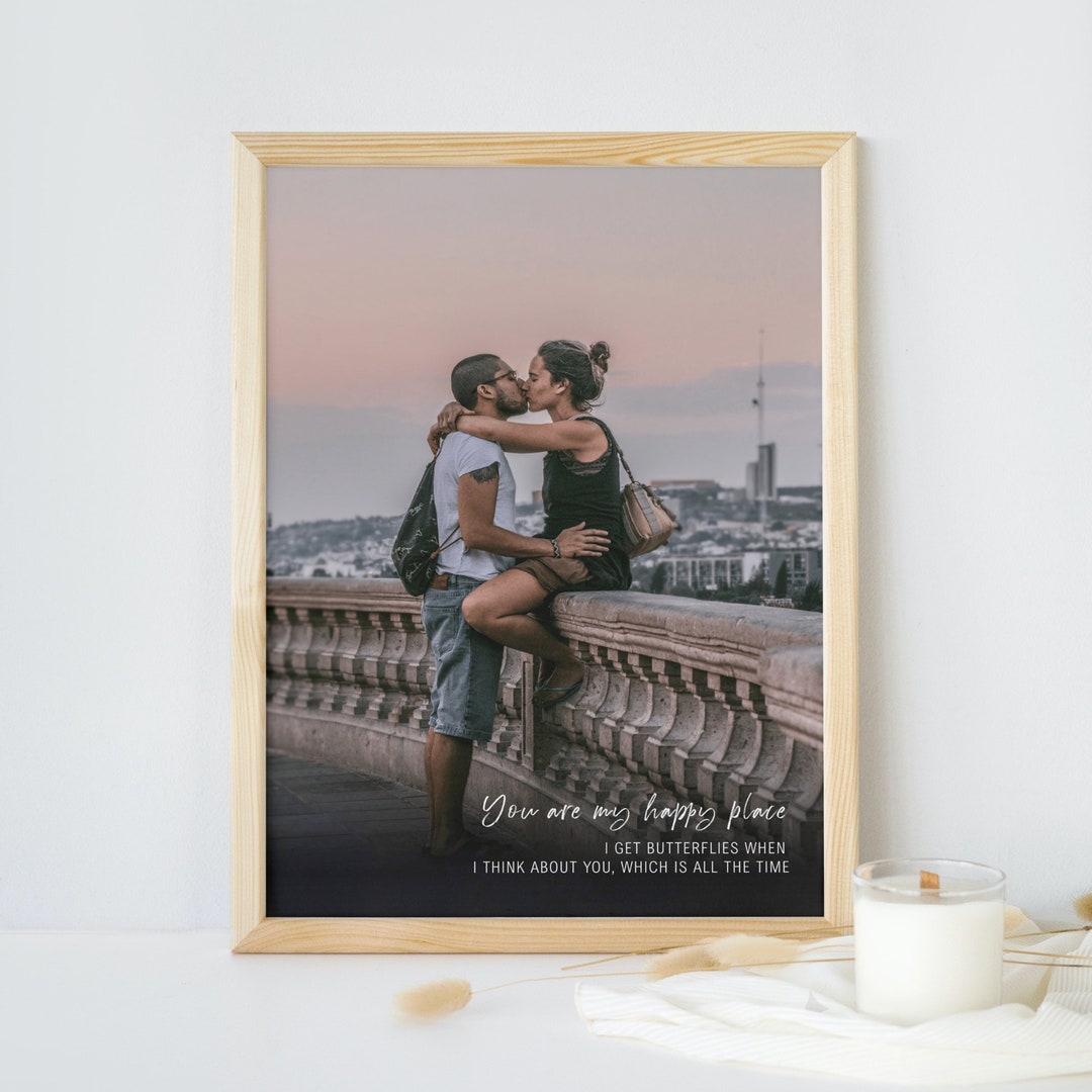 Custom Photo and Text Wall Art, Personalized Photo With Quote Wall Art ...