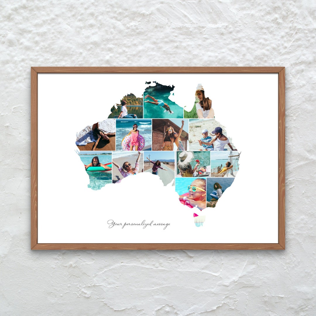 Australia Map Collage, Custom Travel Map Photo Collage, Australia Photo ...