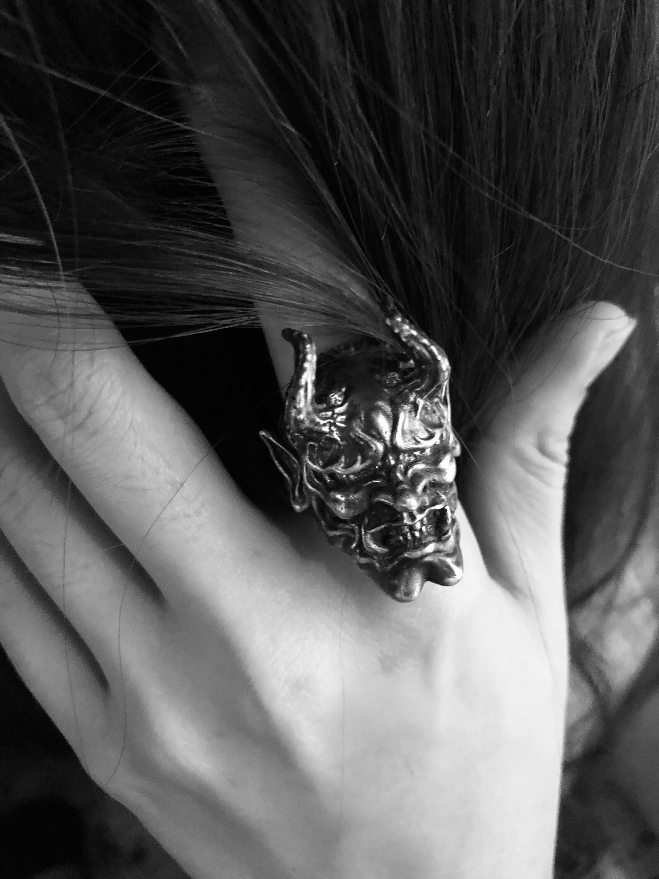 HANNYA SILVER RING Japanese Demon Ring Demon Ring Hannya | Etsy