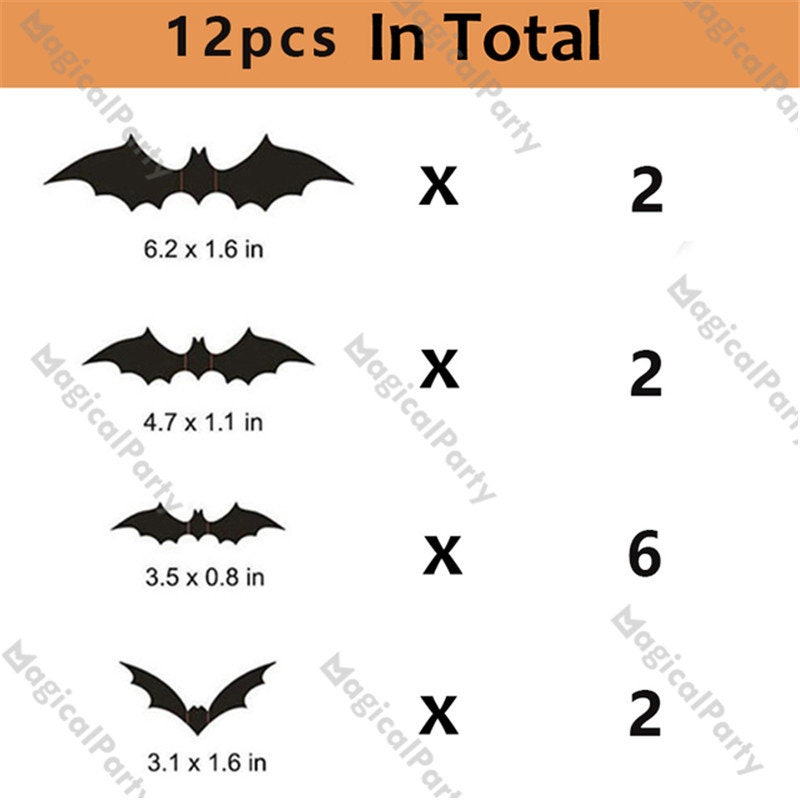 12/24/36/48/60 pcs pvc 3D Bats set for Halloween decoration Vinyl Scary ...