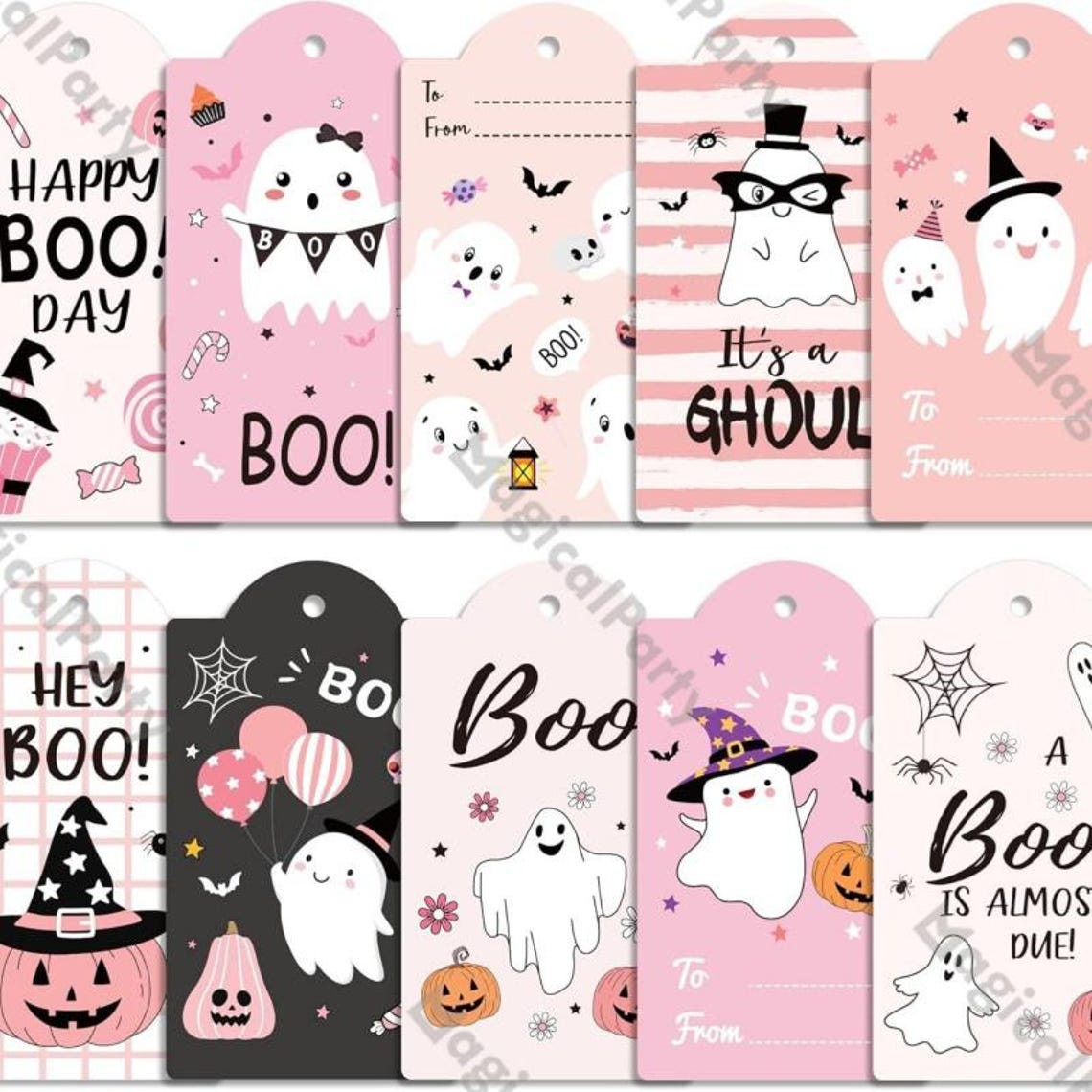 1 Set of 100pcs Happy Boom Day Gift Tag Halloween Ghost Tag Haunted ...