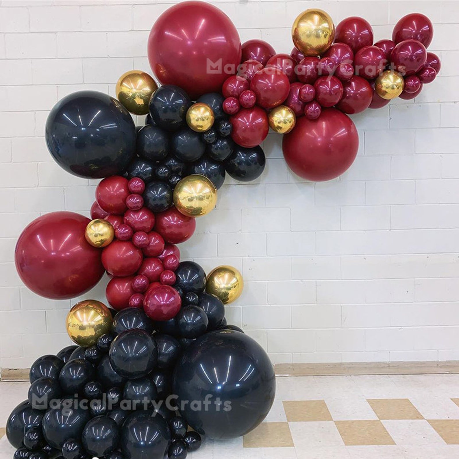 144pcs DIY Navy Blue Balloon Arch Kit Double Garnet Balloon Gold 4D ...