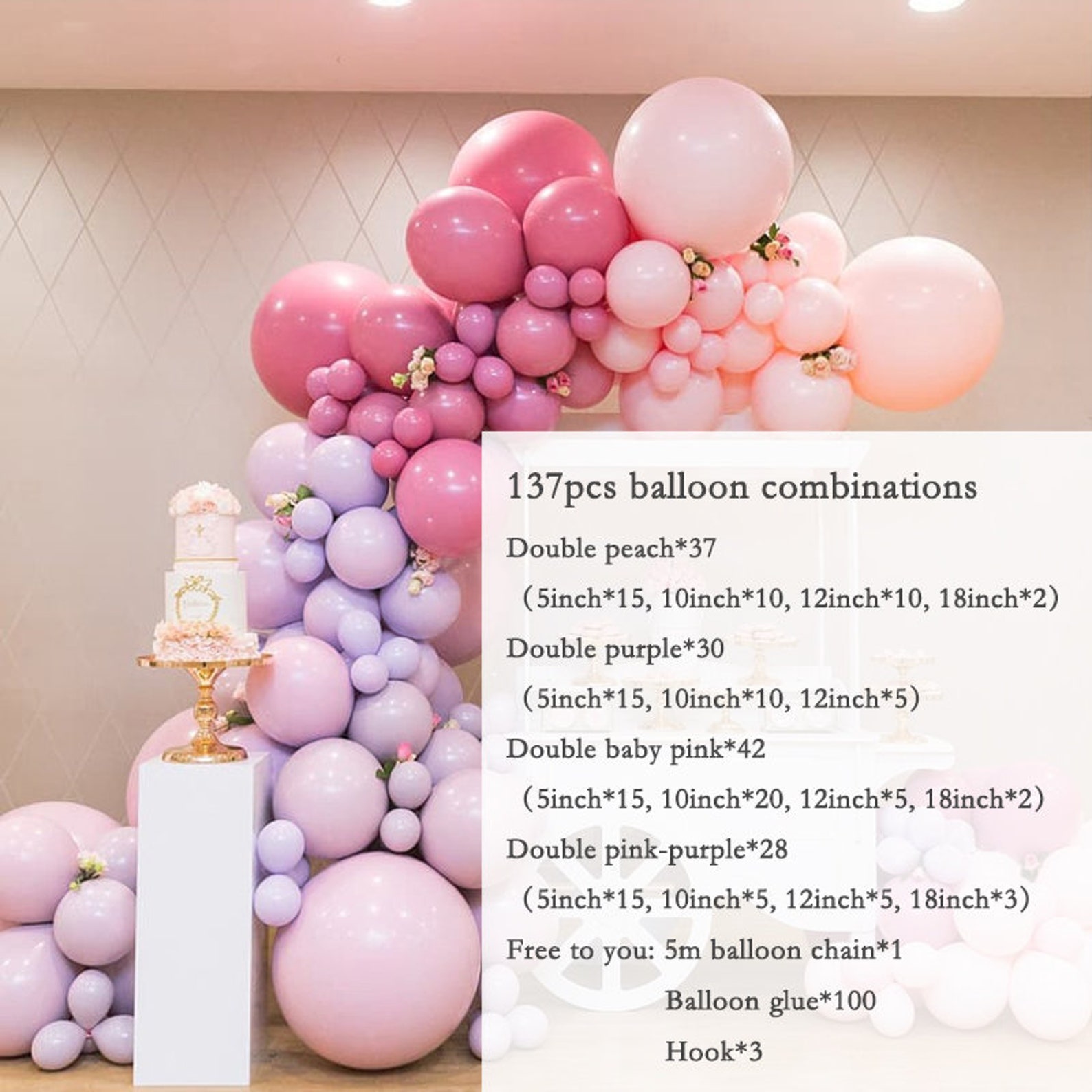 137 pink purple peach balloon garlands wedding party wedding | Etsy