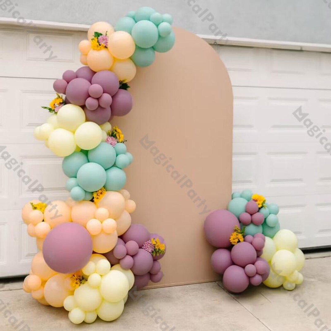 136pcs Pastel Balloon Arch Kit,retro Cream Peach Blue Yellow Balloon ...