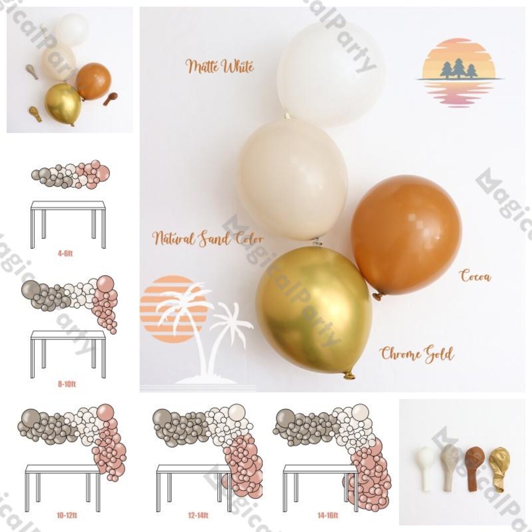 4-16ft Sunset Theme DIY Balloon Arch,natural Sand,cocoa and Gold ...
