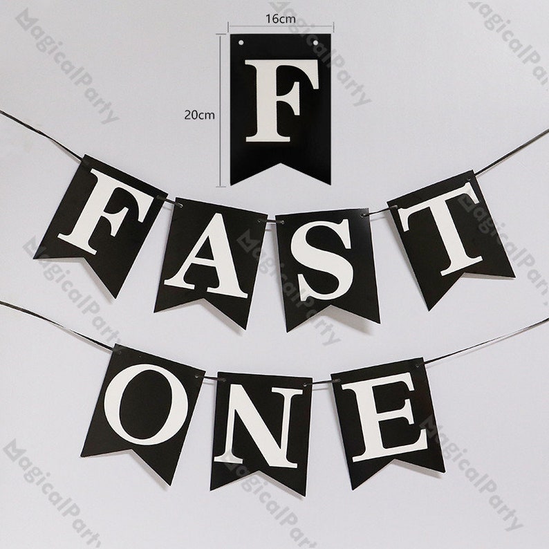 Fast One Flag Banner Vintage Race Car Birhday Banner Party - Etsy