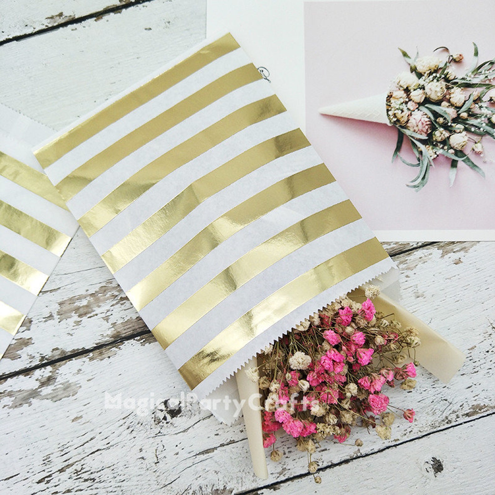 25pcs Foil Gold Silver Paper Bag Dot Stripe Stars Chevron Mini - Etsy