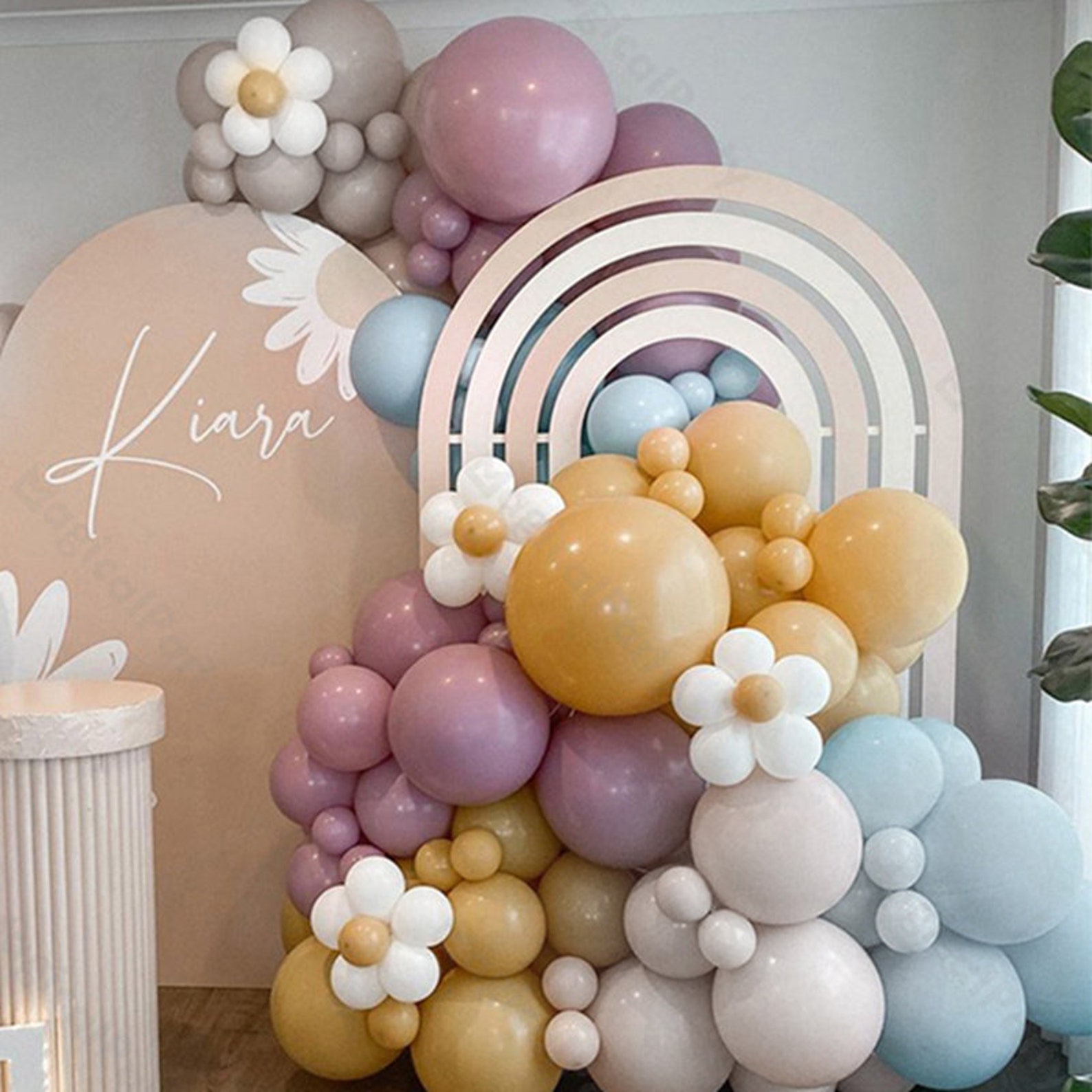 123/175pcs Daisy Balloon Dusty Blue Pinkish Purple Boho - Etsy