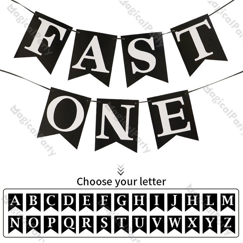 Fast One Flag Banner Vintage Race Car Birhday Banner Party - Etsy