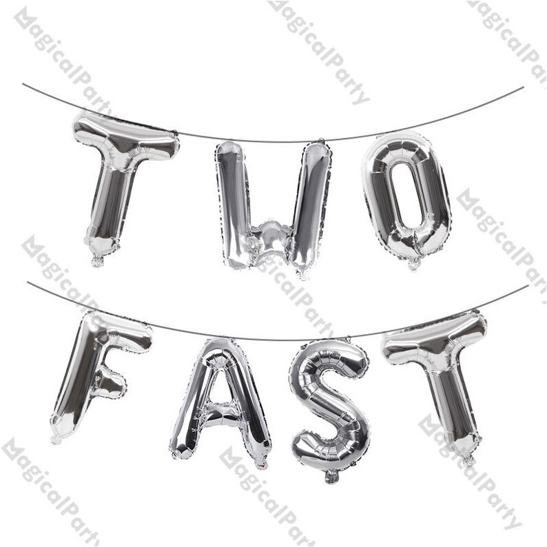 TWO FAST Letter Balloons Race Car Themed Birthday Party Banner - Etsy