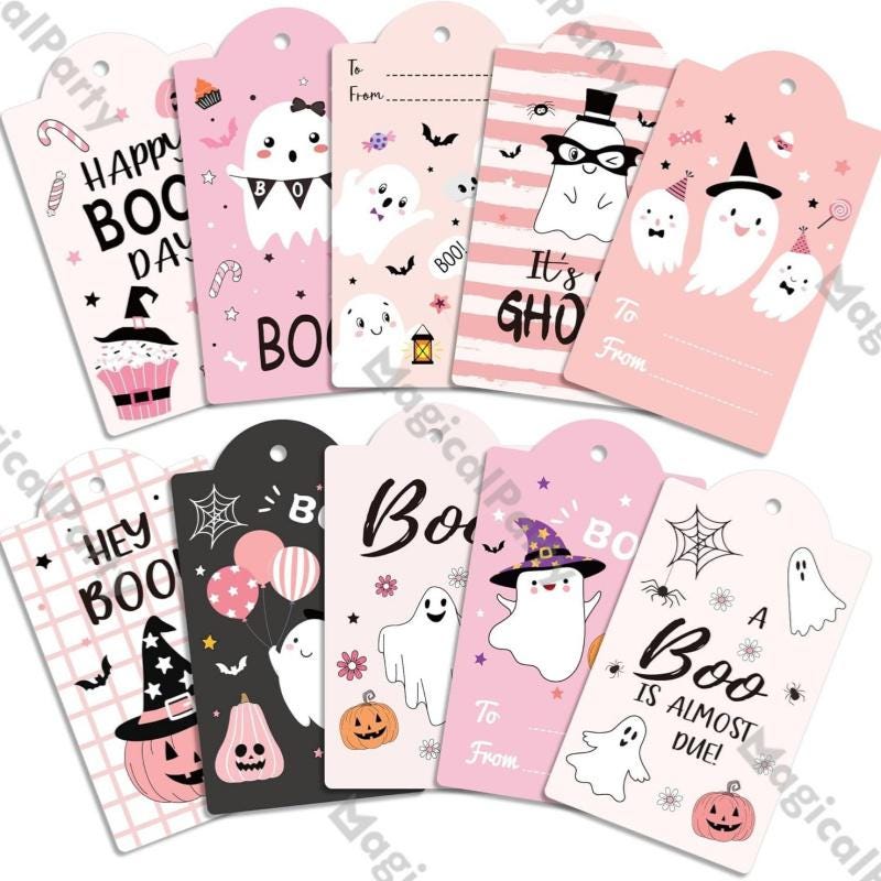1 Set of 100pcs Happy Boom Day Gift Tag Halloween Ghost Tag Haunted ...
