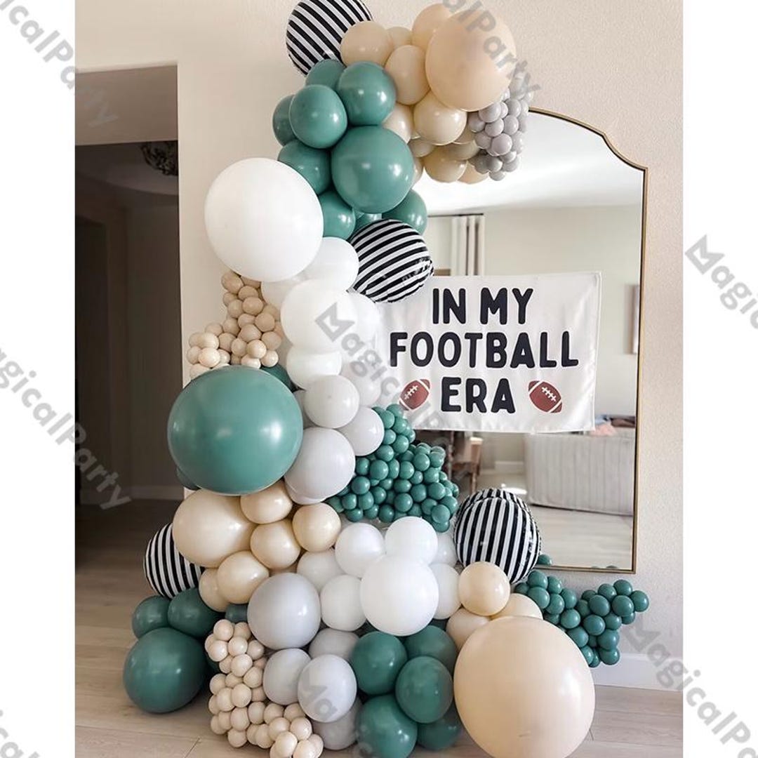 166pcs Football Theme Balloon Arch Kit,retro Willow Green Natural Sand ...