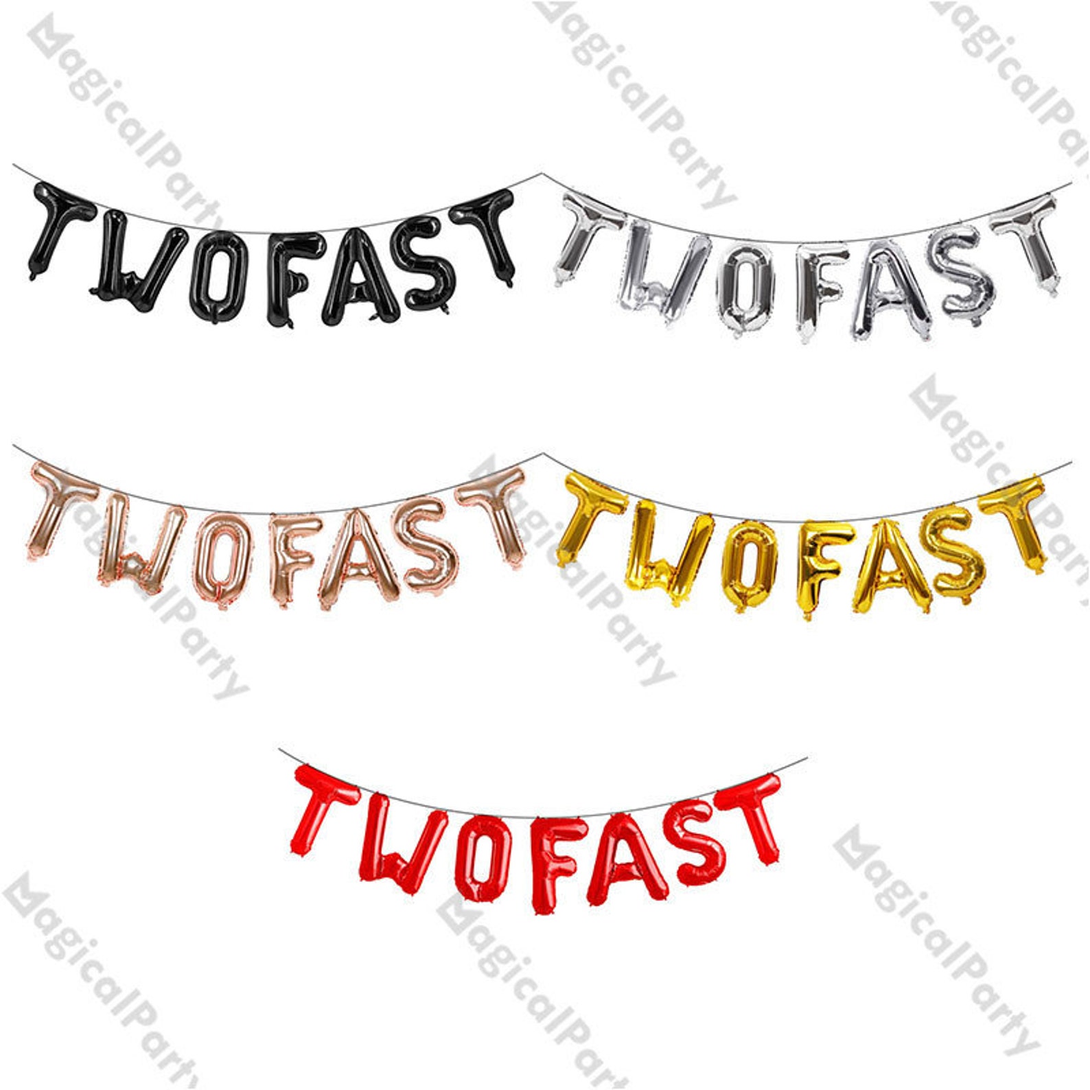 TWO FAST Letter Balloons Race Car Themed Birthday Party Banner - Etsy