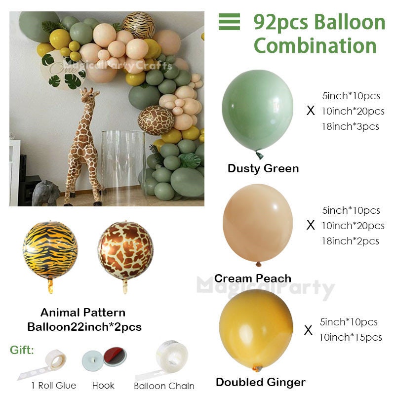 92pcs natural polvo verde / beige globo guirnalda DIY kit | Etsy