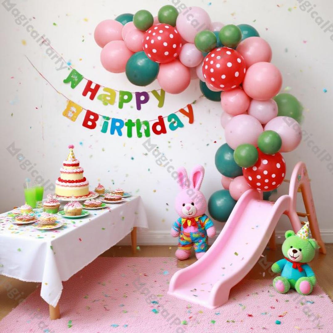 100pcs Summer Theme Balloon Arch Pink Green Balloons Baby Shower Gender ...