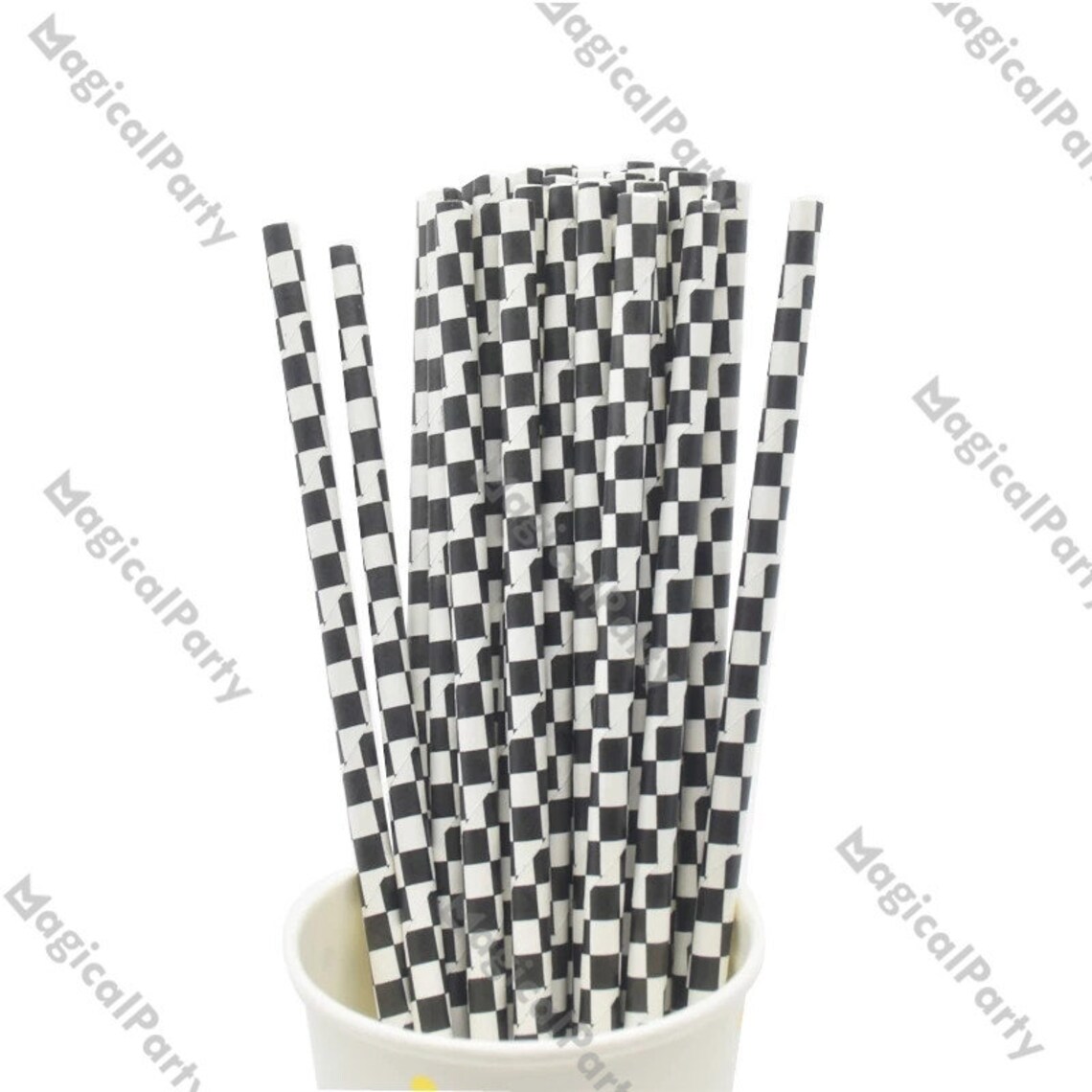 100pcs Racing Party Black Checkered Paper Straws Red Grid - Etsy